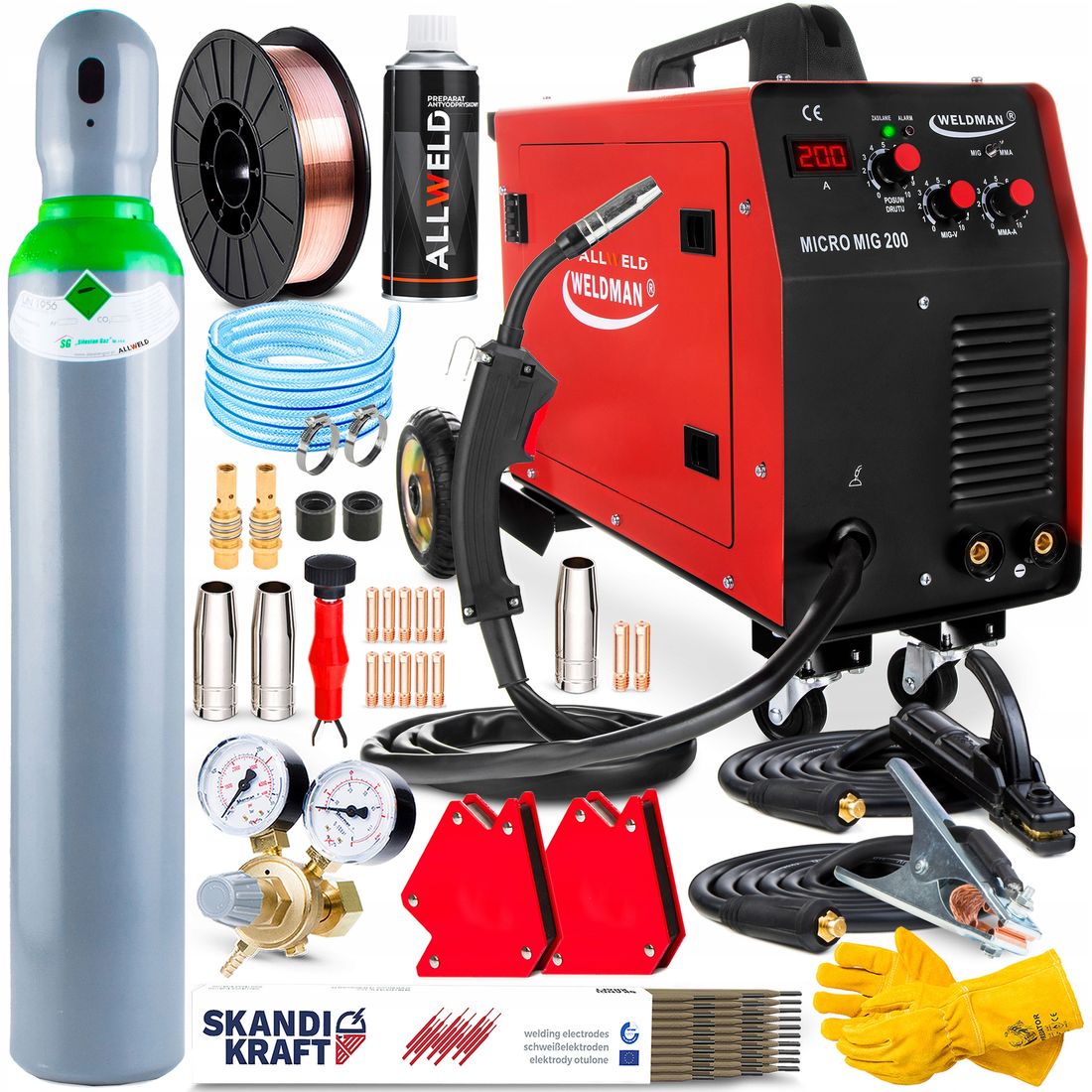 SPAWARKA MIGOMAT WELDMAN MICRO MIG 200 MAG MMA ALUMINIUM IGBT 200A 230V - ERLI.pl