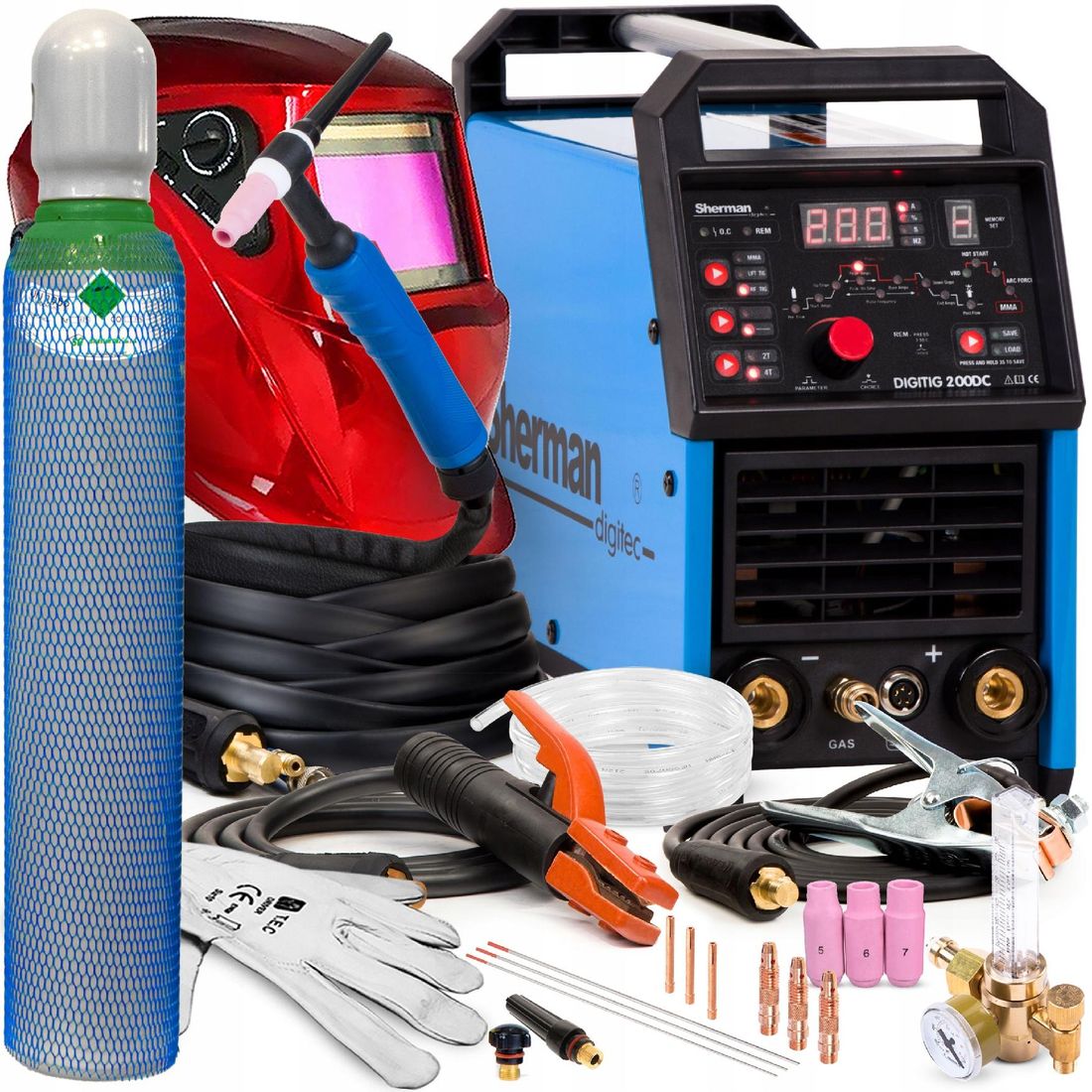 SPAWARKA INWERTOROWA INWERTER SHERMAN DIGITIG 200DC TIG MMA 230V 200A IGBT – 157809201 - ERLI.pl