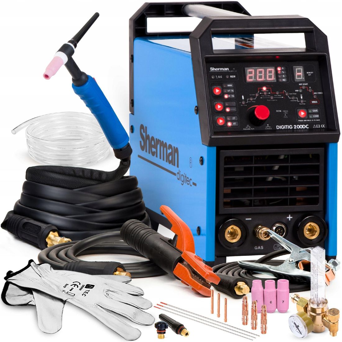 SPAWARKA INWERTEROWA SHERMAN DIGITIG 200DC TIG DC MMA 230V 200A IGBT HF VRD – 157809209 - ERLI.pl