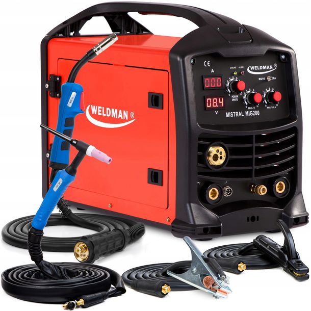 SPAWARKA MIGOMAT WELDMAN MISTRAL MIG 200 MAG MMA TIG IGBT ALU 230V 200A 3W1 - ERLI.pl