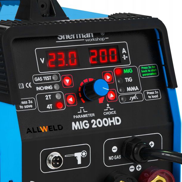 SPAWARKA MIGOMAT SHERMAN MIG 200HD MMA TIG ALUMINIUM SYNERGIA 200A 230V 3W1 - ERLI.pl