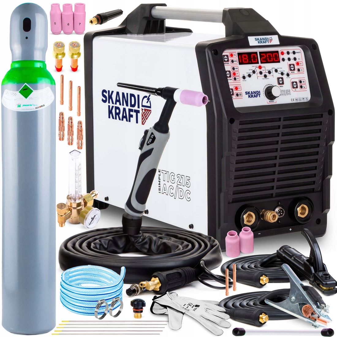 SPAWARKA TIG AC DC SKANDI KRAFT 215 MMA 230V 200A IGBT PULS ALUMINIUM VRD - ERLI.pl