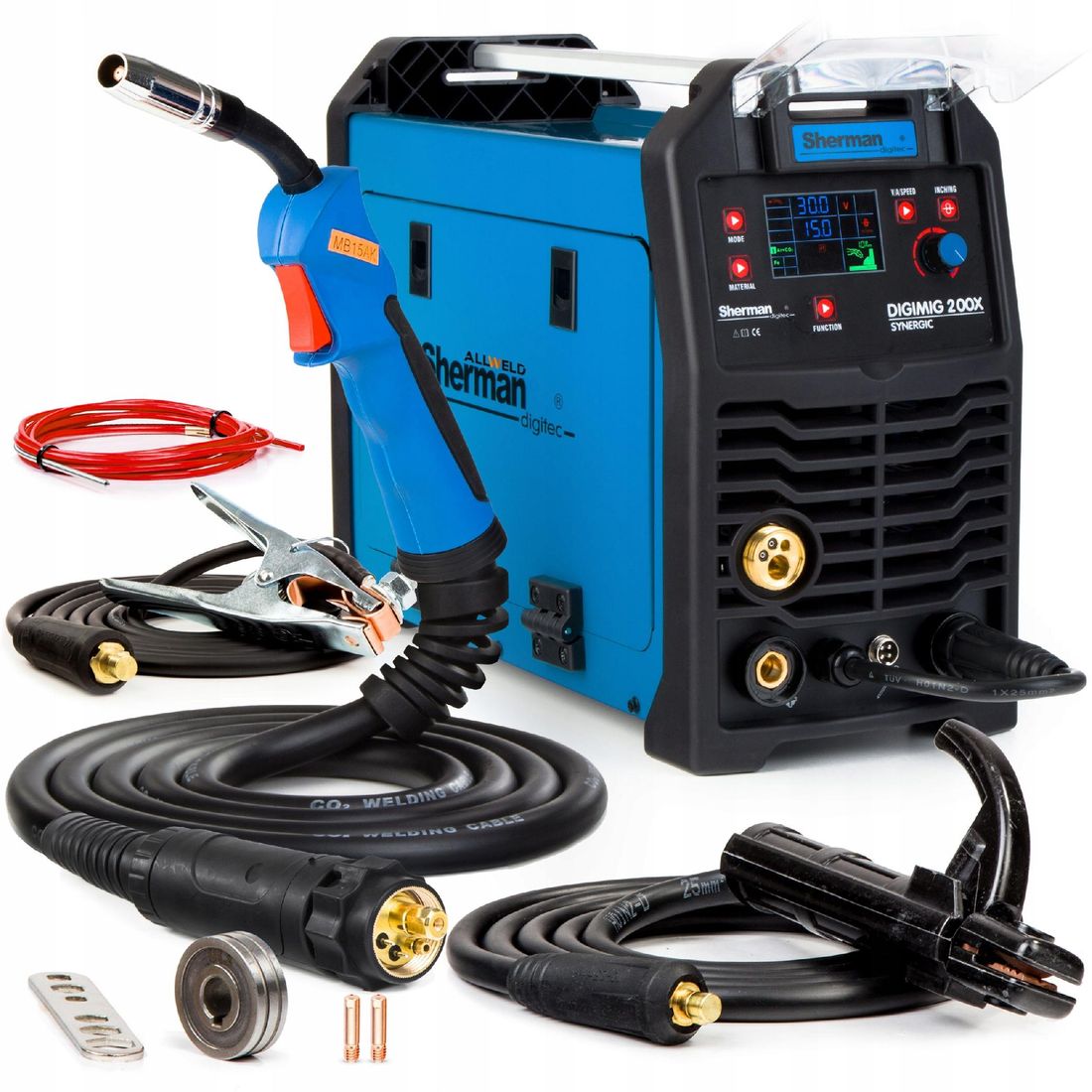 SPAWARKA INWERTEROWA SHERMAN MIG 200X SYNERGIA MMA TIG 200A 230V FLUX 3W1 - ERLI.pl