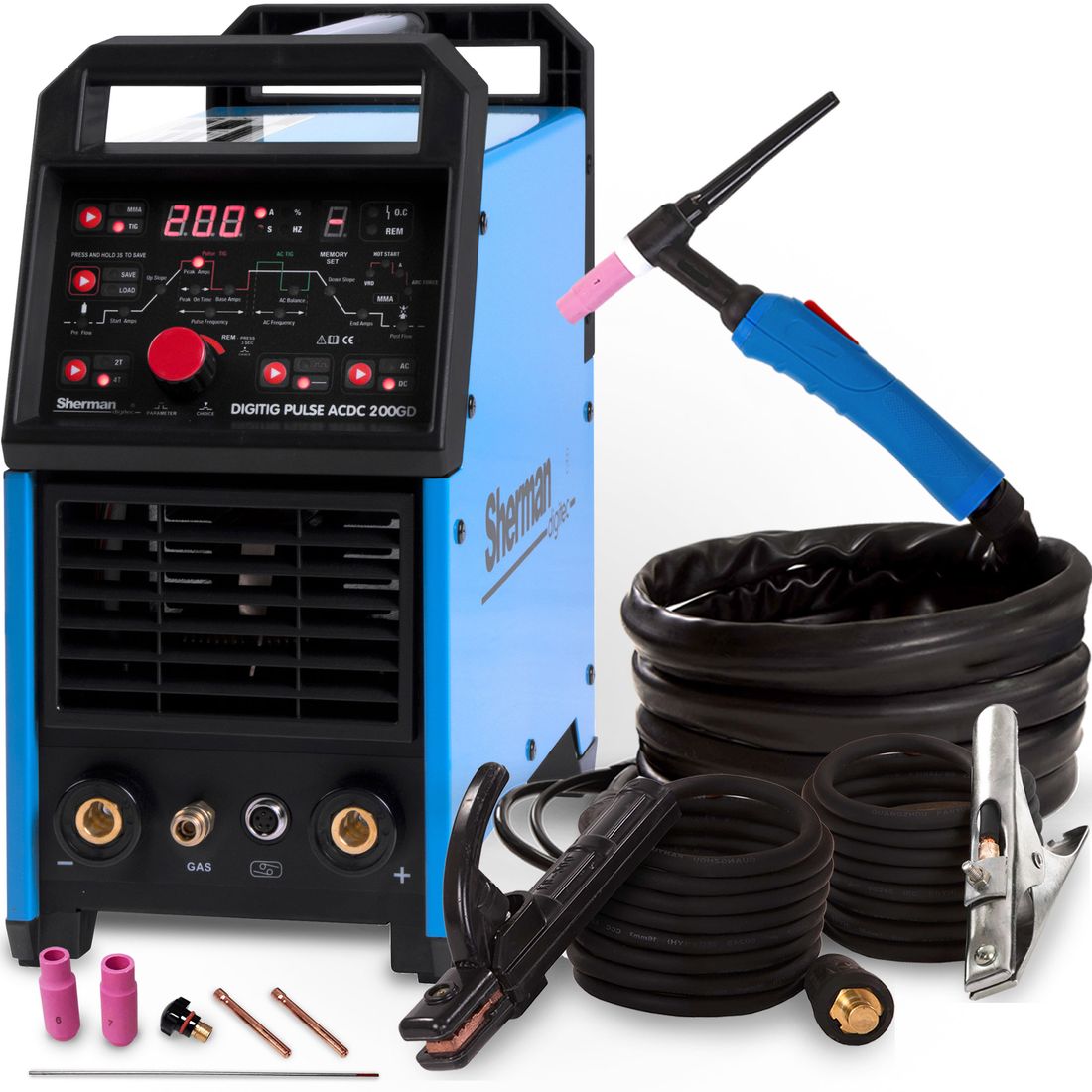 SPAWARKA INWERTOROWA INWERTER SHERMAN DIGI TIG PULSE AC DC 200GD MMA 200A - ERLI.pl