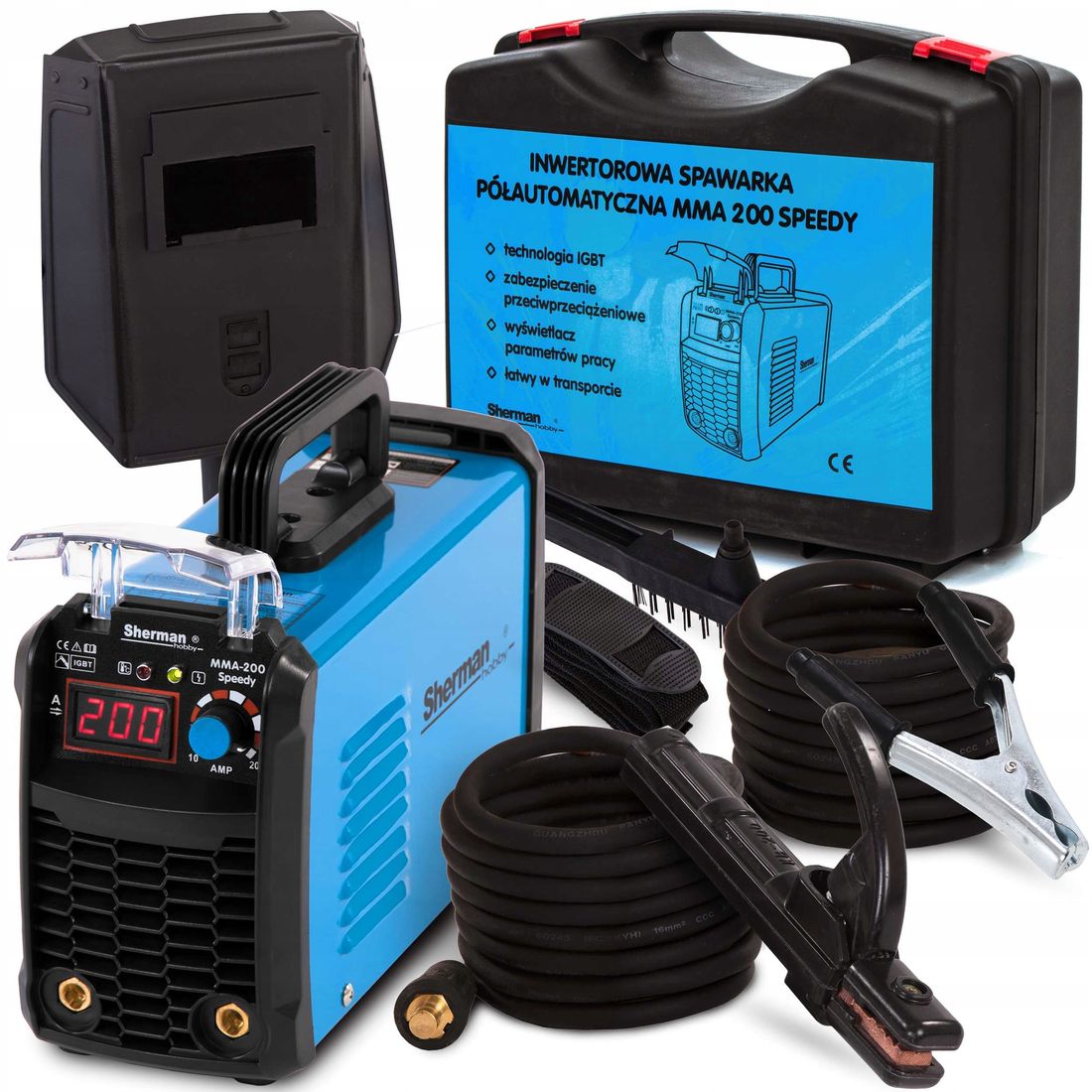 SPAWARKA INWERTOROWA INWERTER SHERMAN 200 SPEEDY MMA TIG 230V 200A IGBT - ERLI.pl