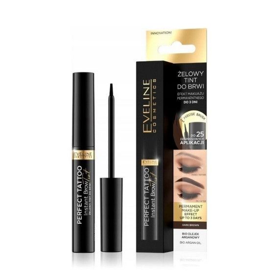 Eveline, Perfect Tattoo Instant Brow Tint, Żelowy tint do brwi, Dark Brown, – 129560891 - ERLI.pl