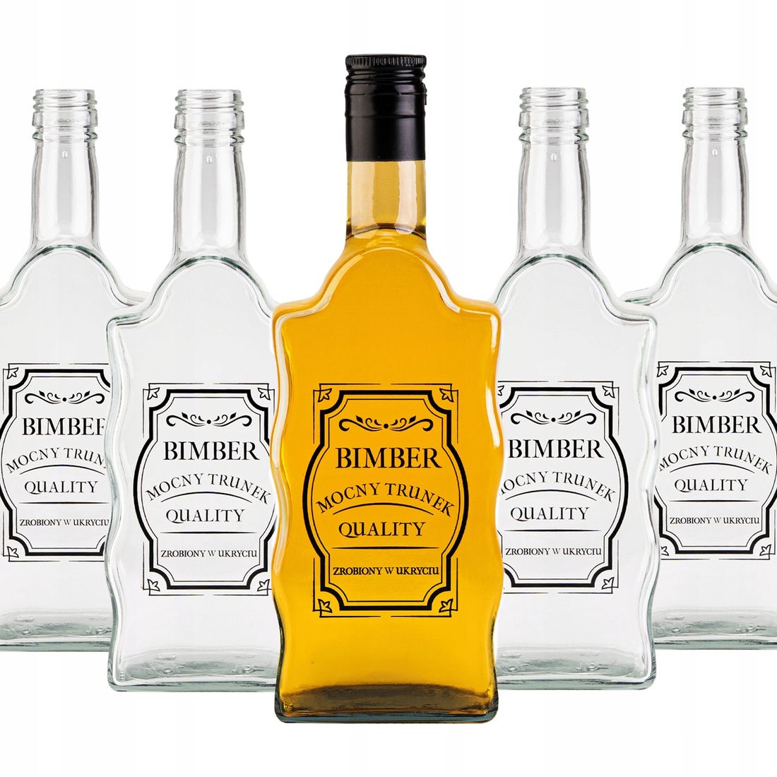 5x BUTELKI SZKLANE 500ML FALA NA BIMBER WÓDKĘ SOKI - ERLI.pl