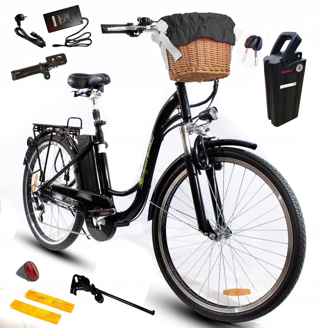 Rower Elektryczny 26 cali Łabędź Miejski Damski 250W 10Ah 50-60km Lit ...