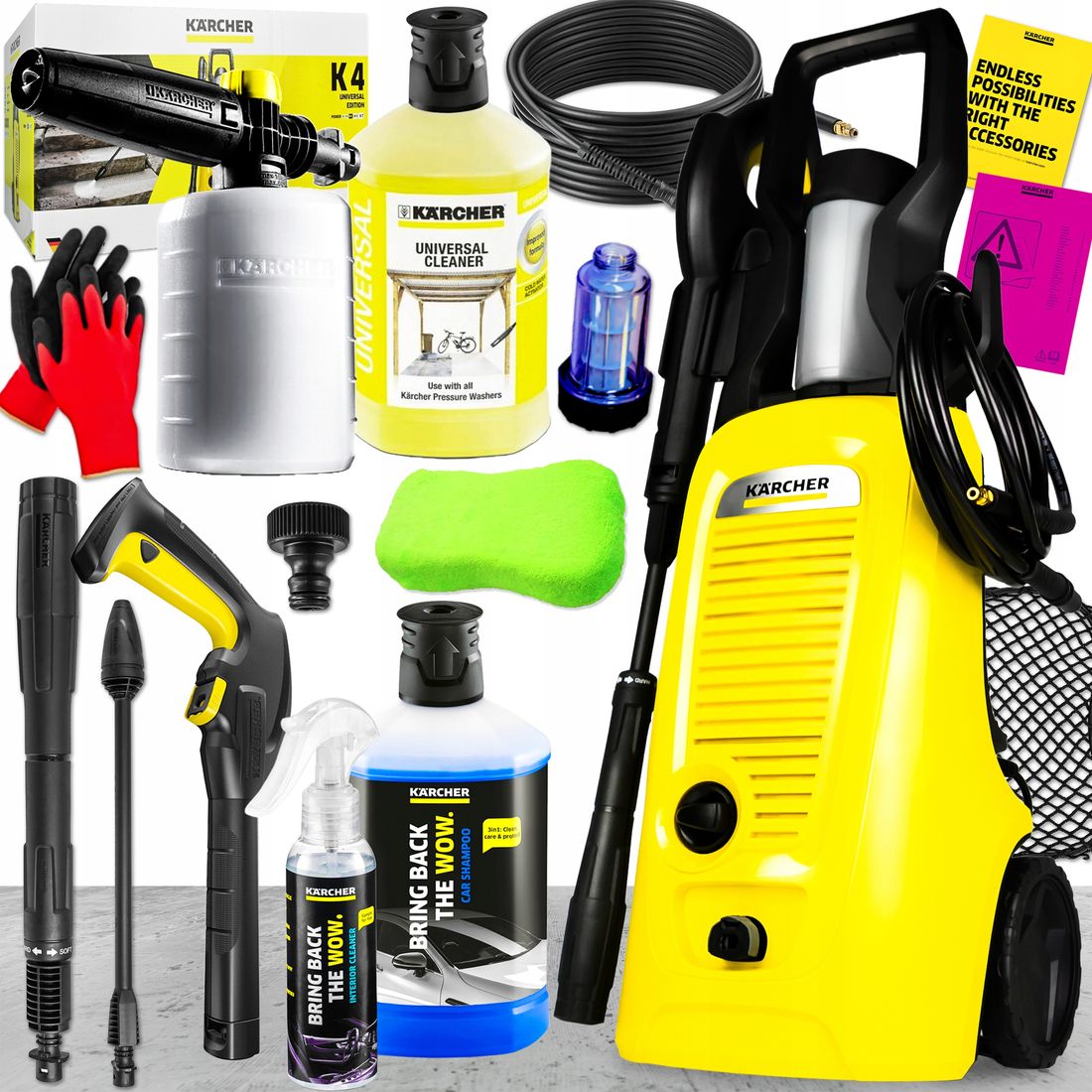 NAJNOWSZA MYJKA CIŚNIENIOWA KARCHER K4 ZESTAW XXXL - ERLI.pl