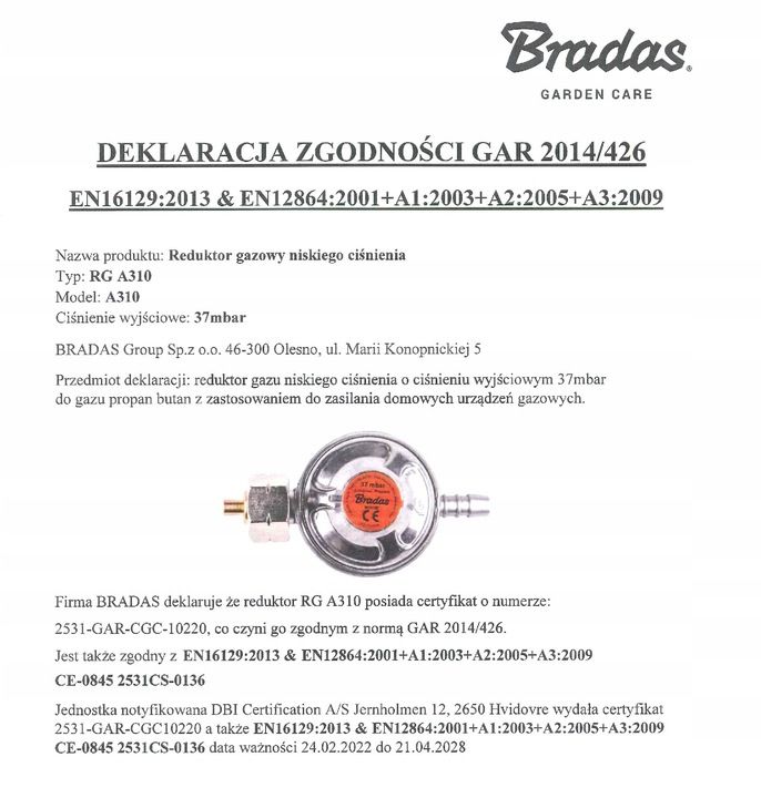 REDUKTOR DO BUTLI GAZOWEJ 11KG RG A310 - ERLI.pl REDUKTOR DO BUTLI GAZOWEJ 11KG RG A310 - ERLI.pl