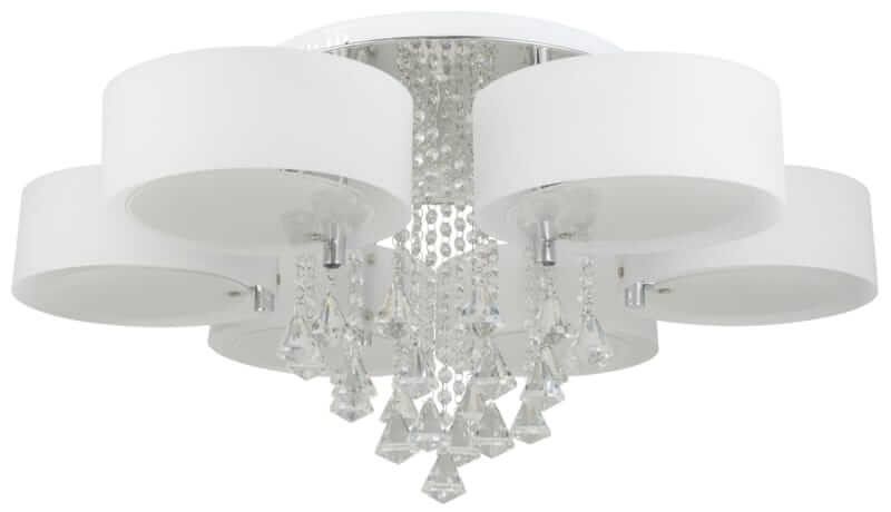 Lampa sufitowa, plafon LED sterowana pilotem – kryształowa 6 Ringów ELM ...