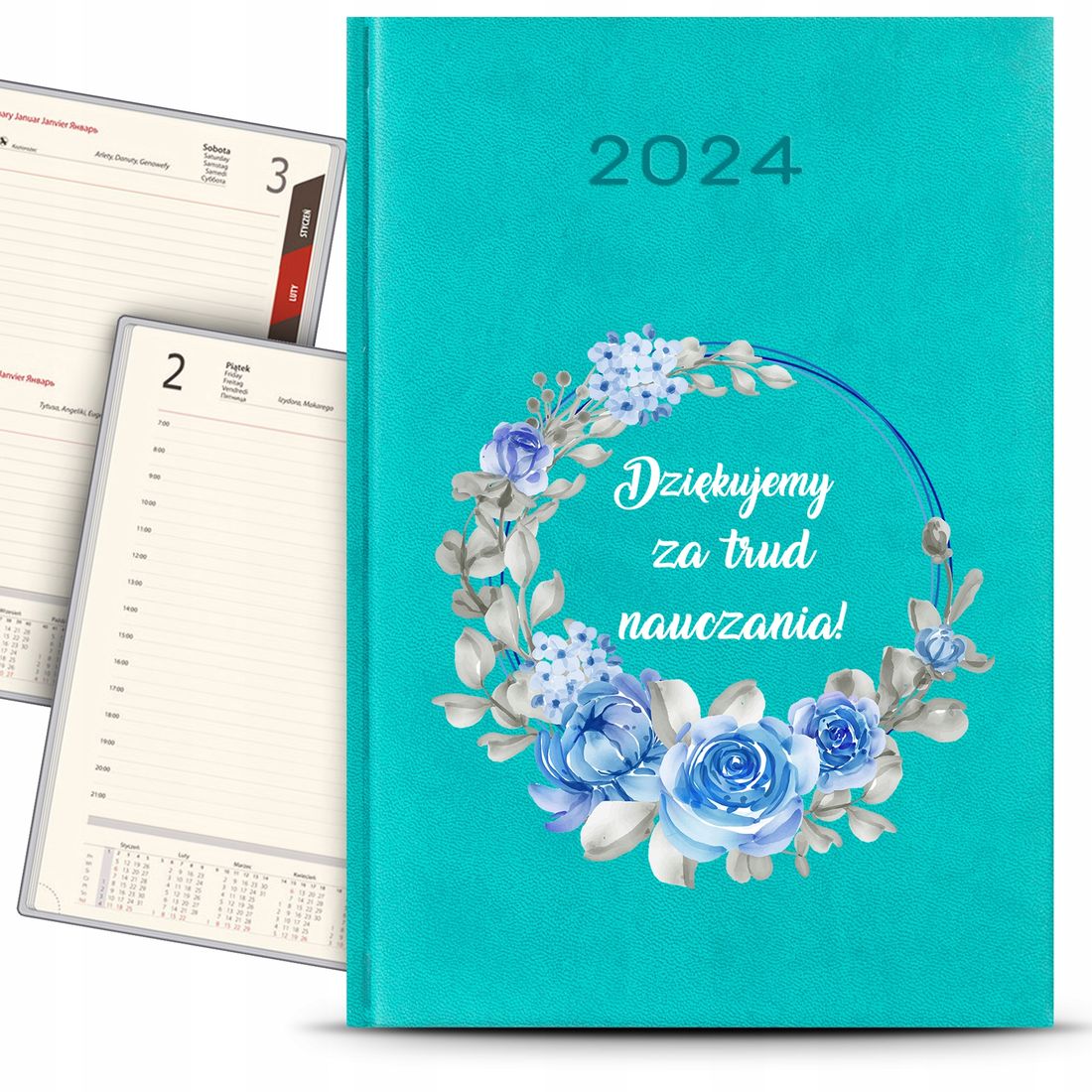 KALENDARZ A5 2024 Książkowy Notes dla NAUCZYCIELA - ERLI.pl