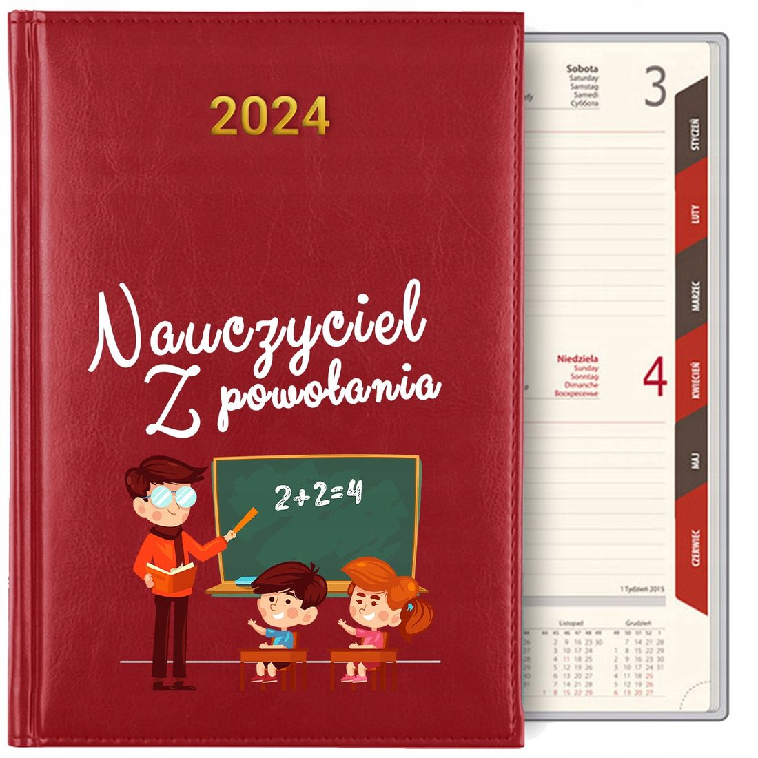 Kal PLANER A5 2024 RED PDM DZIEŃ NAUCZYCIELA 15 - ERLI.pl