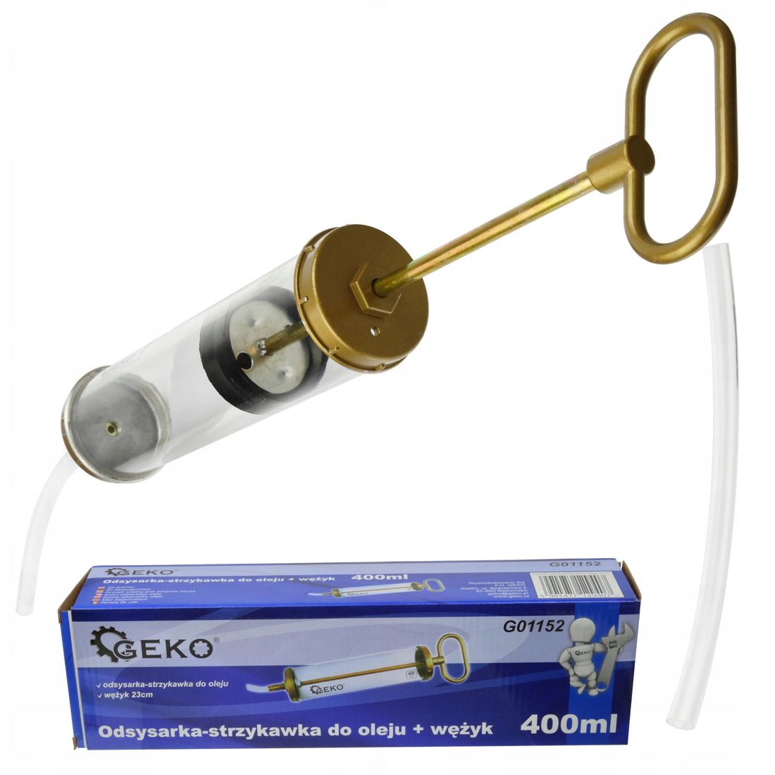 STRZYKAWKA POMPKA ODSYSARKA DO OLEJU 400 ML + WĘŻYK 12 x 230mm - ERLI.pl