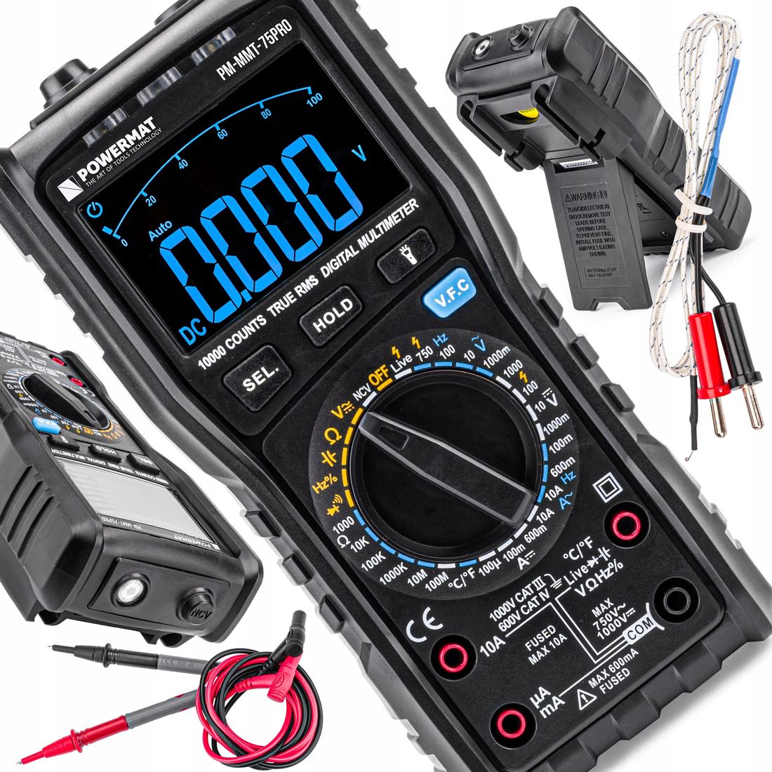 Multimetr CYFROWY Elektryczny Miernik Prądu LCD 1000V AC/DC LED HFE NCV ...