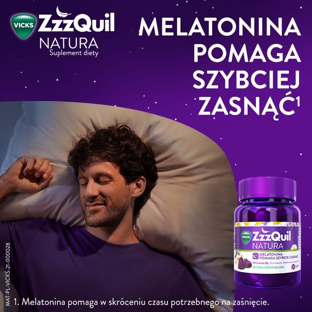 Vicks ZzzQuil Owocowe żelki z melatoniną 60 sztuk GRATIS 5 PRÓBEK ŻELEK ...