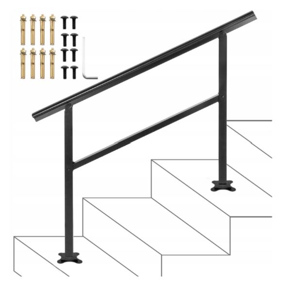 METALOWA BALUSTRADA BARIERKA PORĘCZ SCHODOWA 121x91 cm REGULOWANY KĄT ...