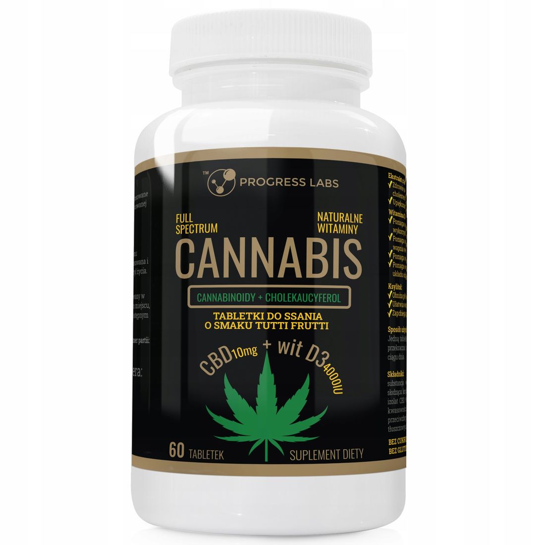 99% Progress Labs CBD 10mg + Witamina D3 4000IU – 204617268 - ERLI.pl
