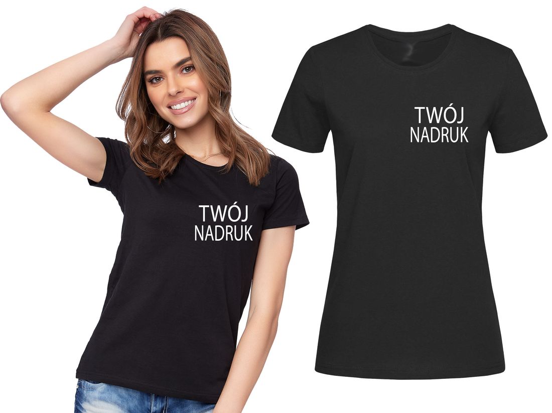 KOSZULKA DAMSKA Z WŁASNYM NADRUKIEM NAPISEM LOGO - ERLI.pl