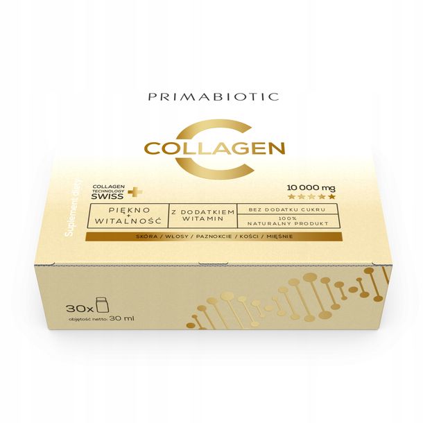 Primabiotic Collagen Gold Kolagen Wołowy 10.000 w Płynie 30 ampułek x 30ml - ERLI.pl