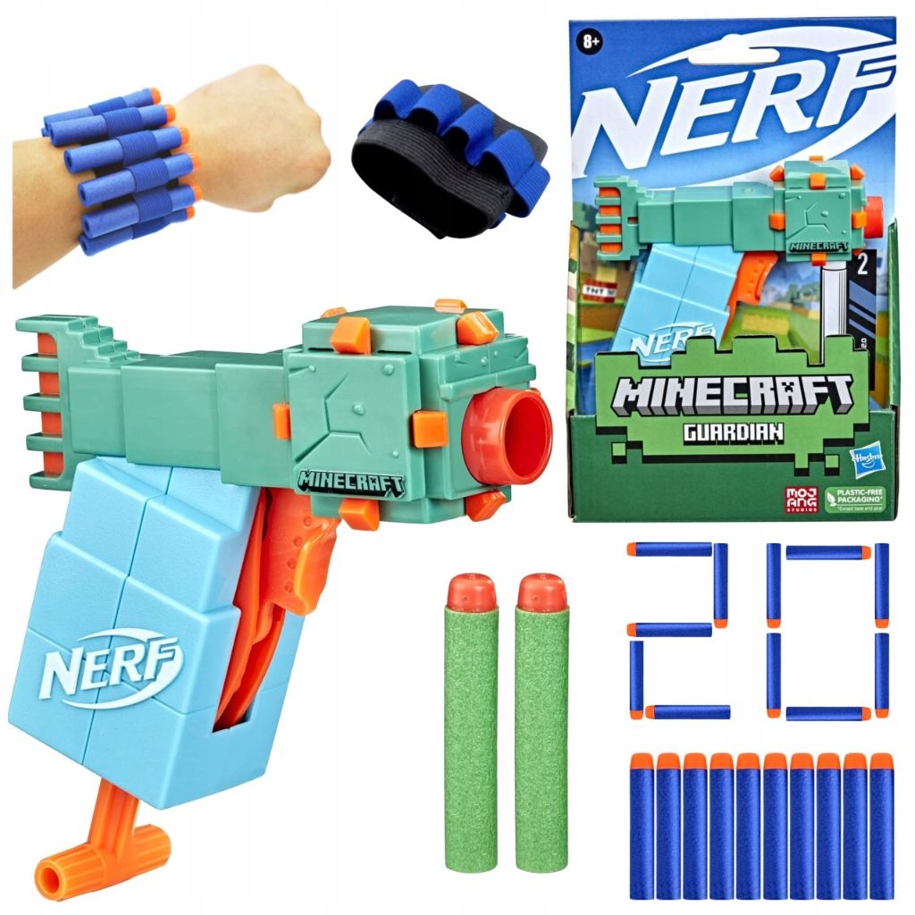 NERF PISTOLET MINECRAFT WYRZUTNIA MICROSHOTS GUARDIAN + STRZAŁKI ...
