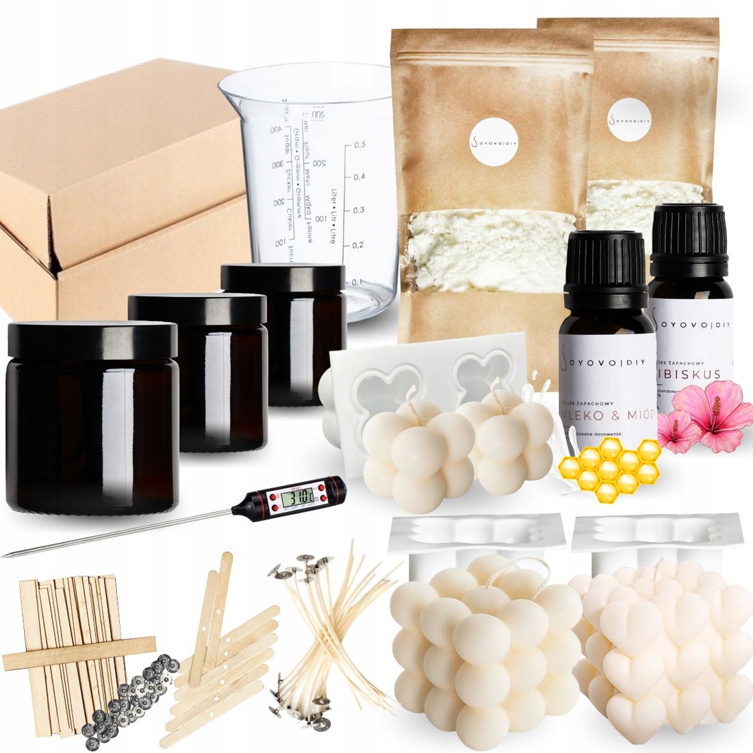 DUŻY ZESTAW DO ROBIENIA ŚWIEC WOSK FOREMKI 59w1 - ERLI.pl