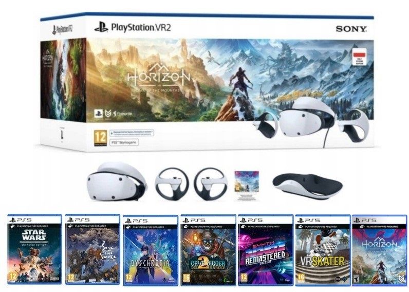 Sony PlayStation PS VR2 + 7x Gry VR2 + Akcesoria SONY SENSE [ZESTAW VR ...