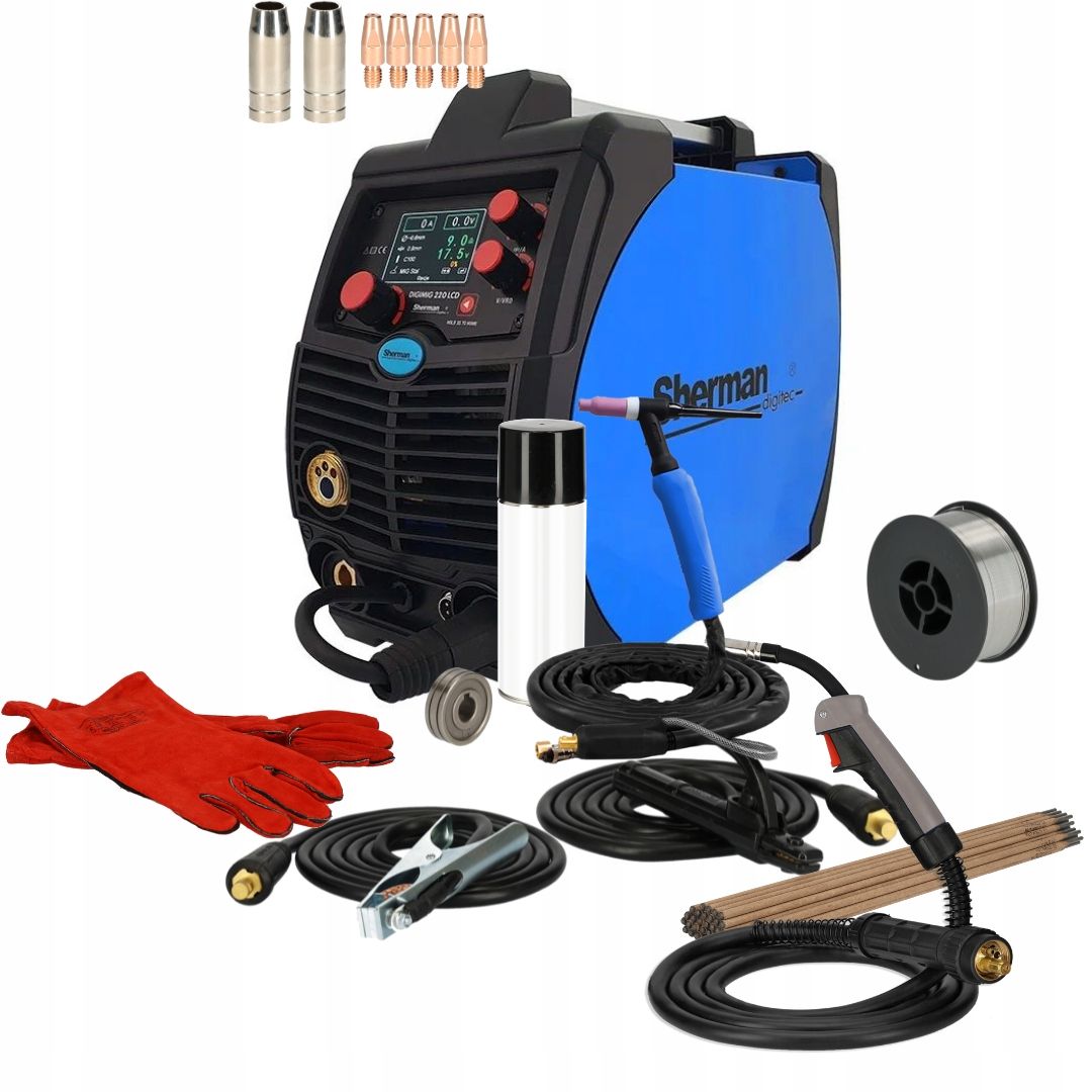 ZESTAW Spawarka migomat 200A 230V SYNERGIA MIG TIG MMA Sherman DIGIMIG - ERLI.pl