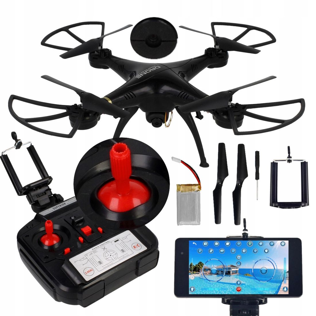 DUŻY ZDALNIE STEROWANY Dron z kamerą wi-fi dla dzieci DO NAUKI LATANIA - ERLI.pl