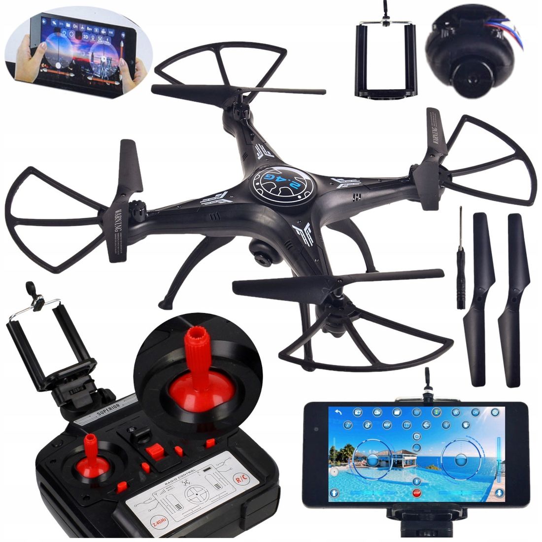 Dron z kamerą wi-fi dla dzieci ZABAWKA DO NAUKI LATANIA Podgląd na ...