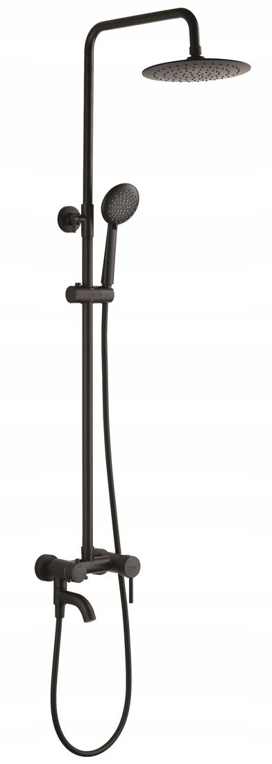 KOLUMNA NATRYSK Z BATERIĄ Z RUCHOMĄ WYLEWKĄ CZARNA - ERLI.pl