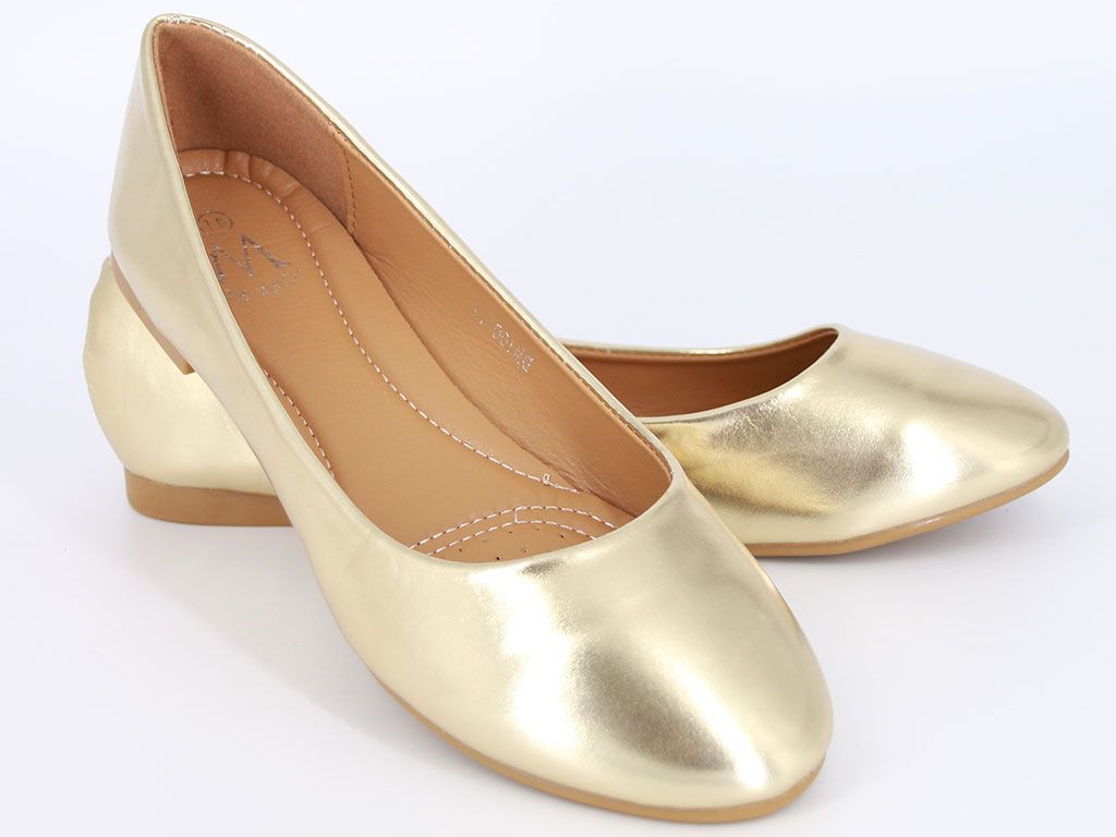 BALERINY DAMSKIE SKÓRZANE ZŁOTE DUŻE ROZMIARY BALERINKI BUTY WYGODNE 43 ...