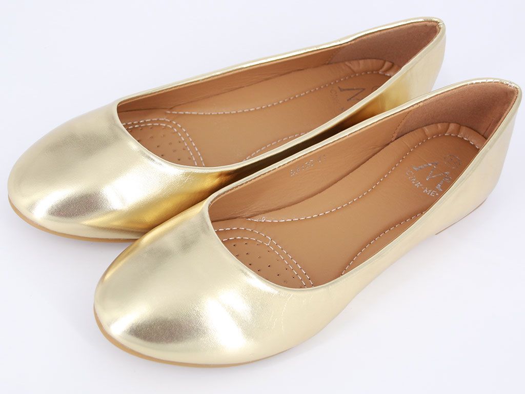BALERINY DAMSKIE SKÓRZANE ZŁOTE DUŻE ROZMIARY BALERINKI BUTY WYGODNE 43 ...