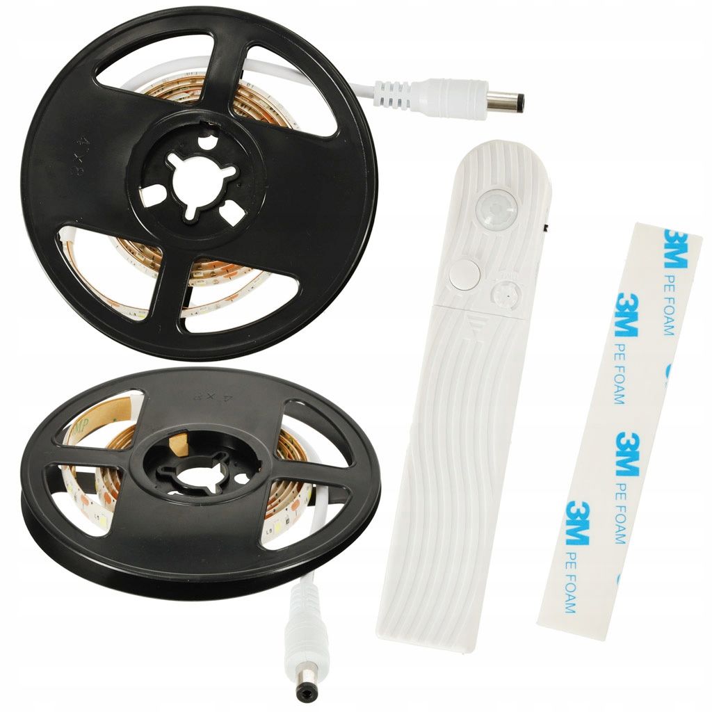 Taśma LED wodoodporna na baterie USB czujnik ruchu 1M ciepły biały ...