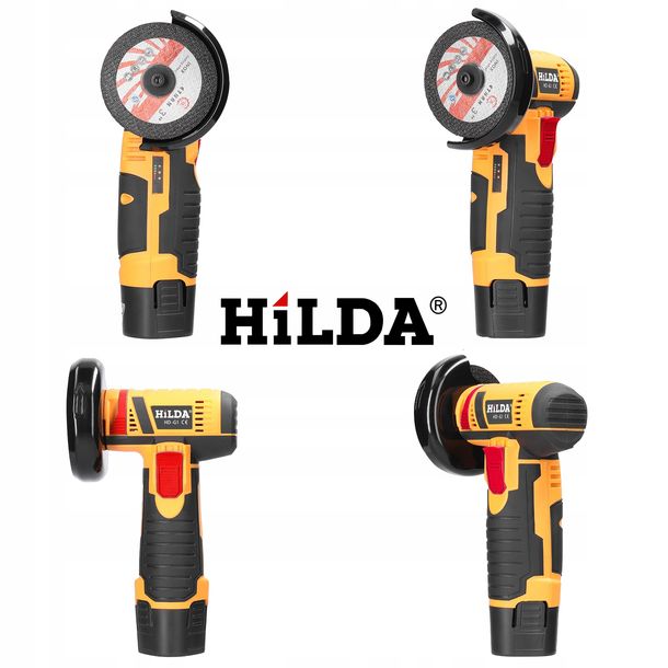 HILDA MINI SZLIFIERKA KĄTOWA 12V 75 MM 2 x AKUMULATORY 700 W + 4 X ...