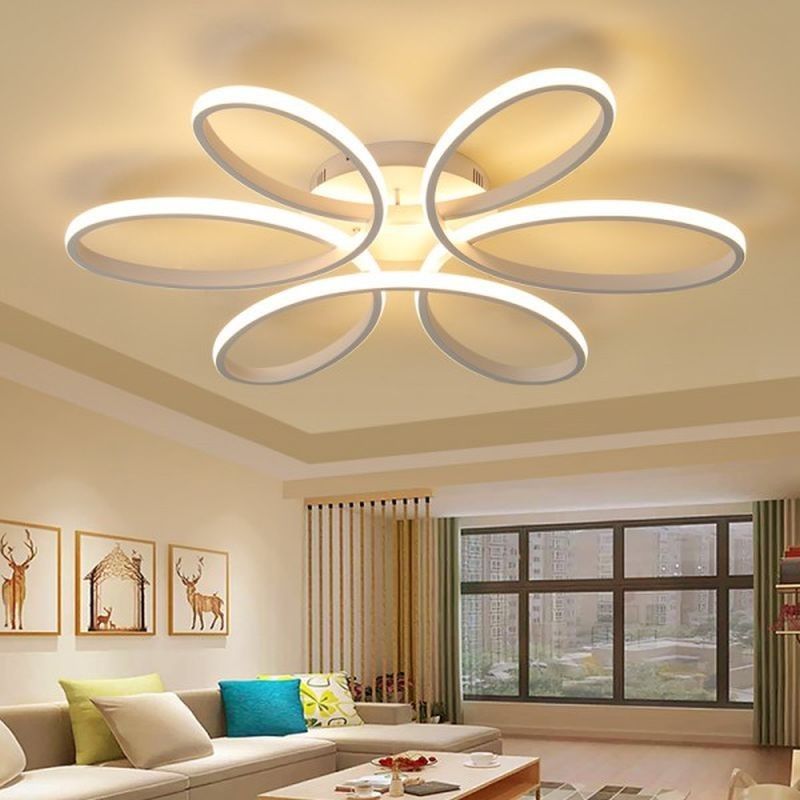 Plafon LED lampa sufitowa biała sterowana pilotem Flower LED 54 W ...