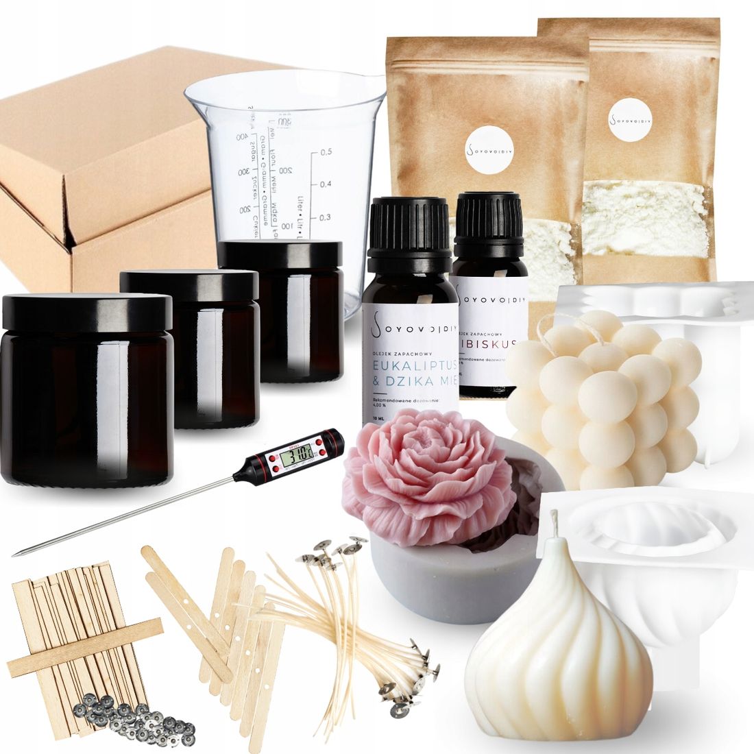 ZESTAW DO ROBIENIA ŚWIECZEK WOSK FOREMKI 59w1 - ERLI.pl