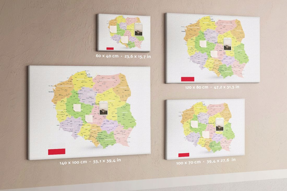 Duża Tablica Obraz Korkowa na Zdjęcia Mapa Polski - ERLI.pl