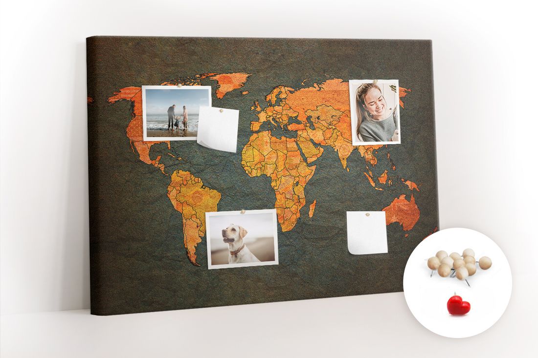 Szkolna Duża Tablica Obraz na Notatki Mapa świata - ERLI.pl