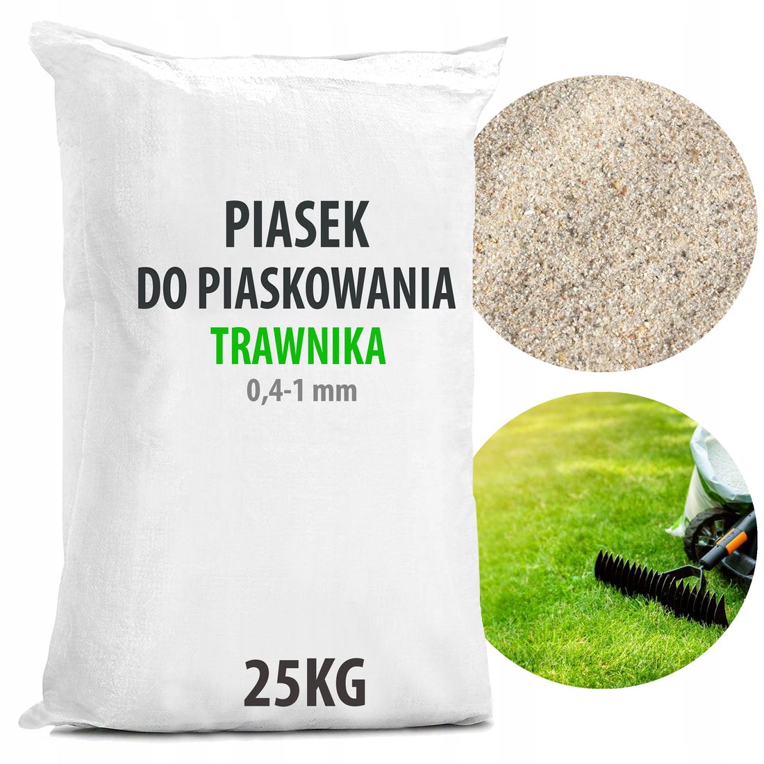 PIASEK DO PIASKOWANIA TRAWNIKA TRAWY TRAWNIKA 0,4-1mm 25KG ROZLUŹNIA ...