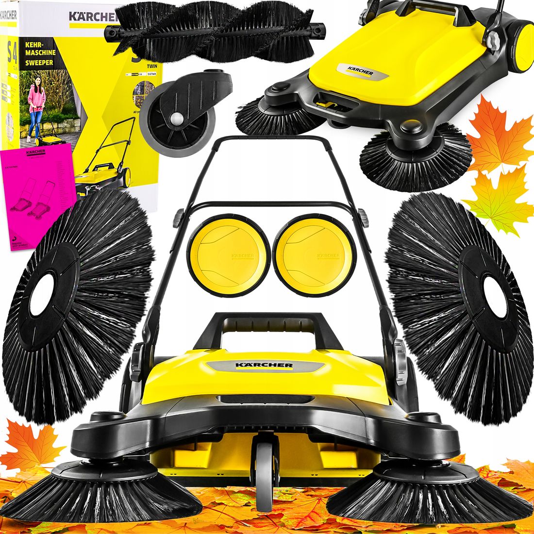 KARCHER S4 TWIN 2W1 ZAMIATARKA RĘCZNA DO LIŚCI MOKRYCH ZANIECZYSZCZEŃ XXXXL - ERLI.pl