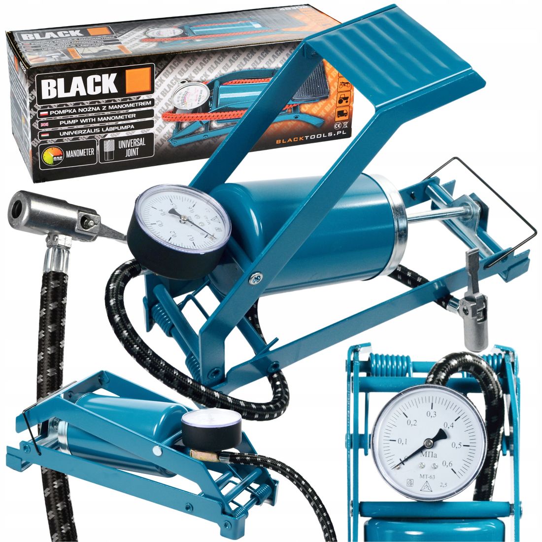 POMPKA SAMOCHODOWA NOŻNA DUZA ROWER AUTO KÓŁ SOLID - ERLI.pl