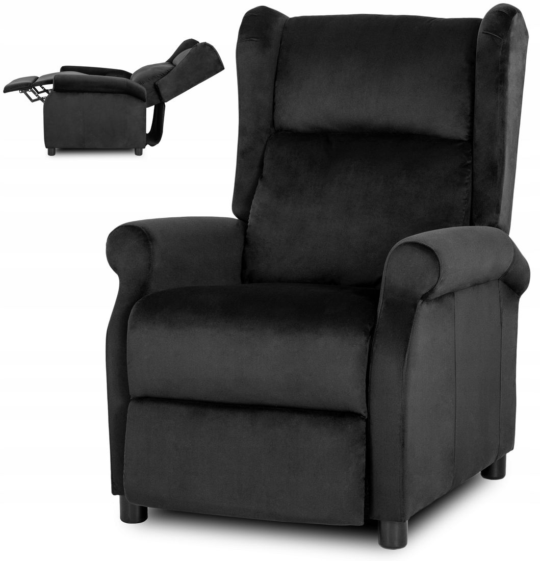 Fotel Uszak Do Salonu Wypoczynkowy Welurowy Velvet Glamour SIMON Czarny ...