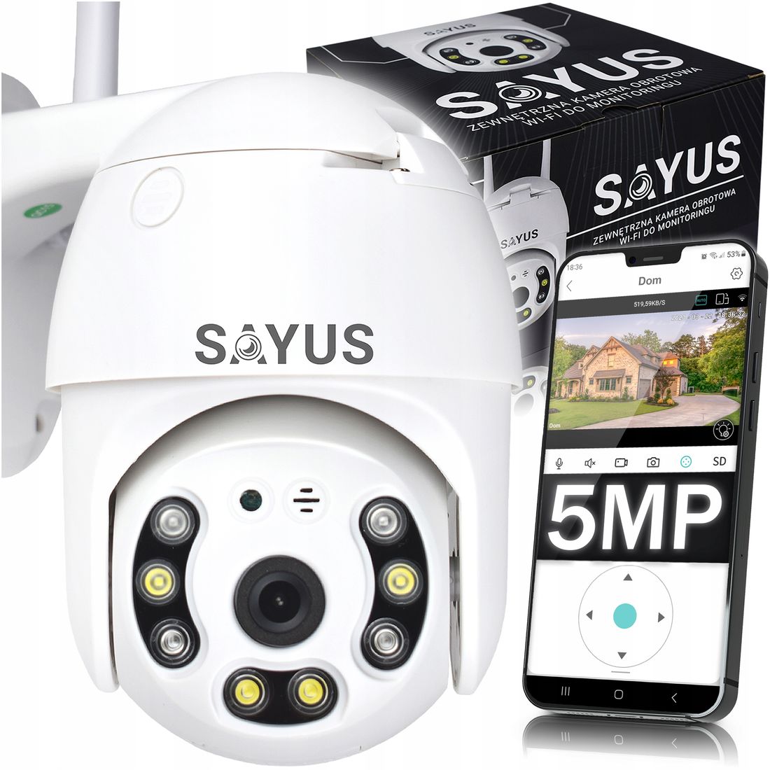 OBROTOWA KAMERA ZEWNĘTRZNA 5MPx IP WiFi ULTRA HD 4xZOOM DETEKCJA 5MP - ERLI.pl