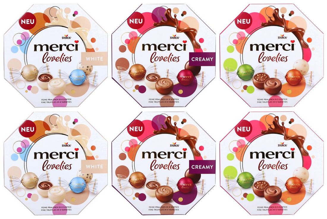 ZESTAW Praliny Czekoladki MERCI Lovelies Classic + White + Creamy ...