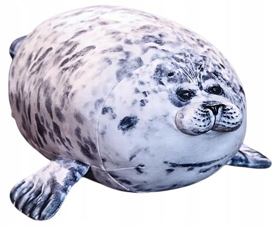 PLUSZOWA FOKA MIĘKKA PODUSZKA MASKOTKA PLUSZAK DLA DZIECI NIEBIESKA 60 ...