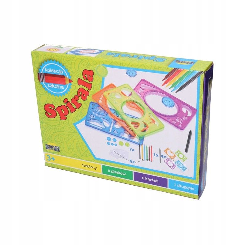 ZESTAW DO RYSOWANIA SZABLONY SPIRALA SPIROGRAF + PISAKI RYSOWANIE ...