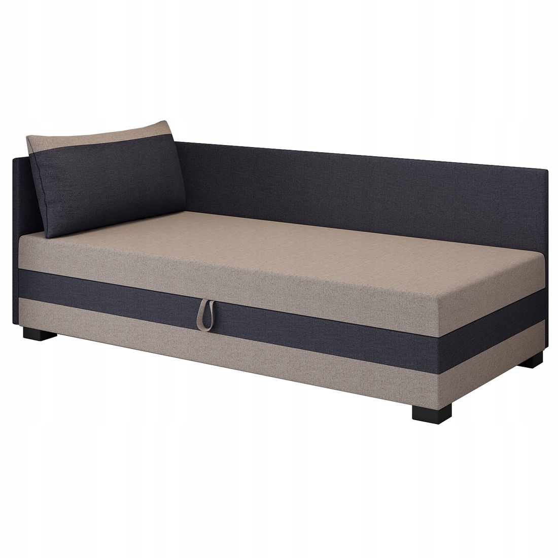Tapczan Jednoosobowy 90x200 Łóżko Ilia+ Beżowo-Grafitowa - ERLI.pl