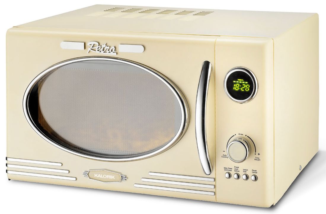 KUCHENKA MIKROFALOWA MIKROFALA RETRO KREMOWA WOLNOSTOJĄCA 1000W 23L ...