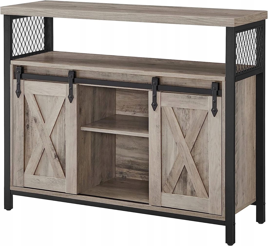 Komoda z przesuwnymi drzwiami rustykalna 100 cm – 157160374 - ERLI.pl